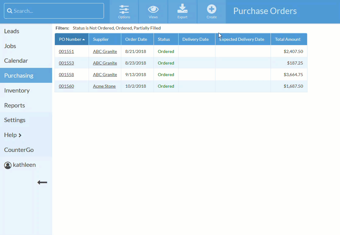Create A Purchase Order To Add Inventory Material